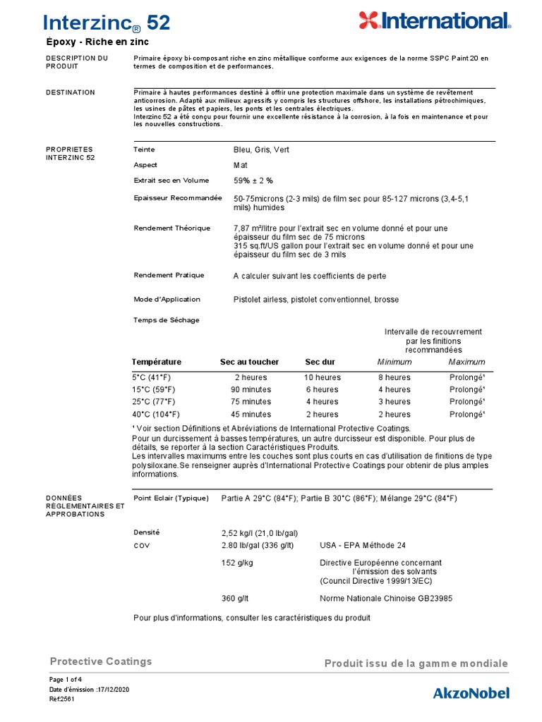 Fiche Technique Interzinc 52 | PDF | l'Internet | Corrosion