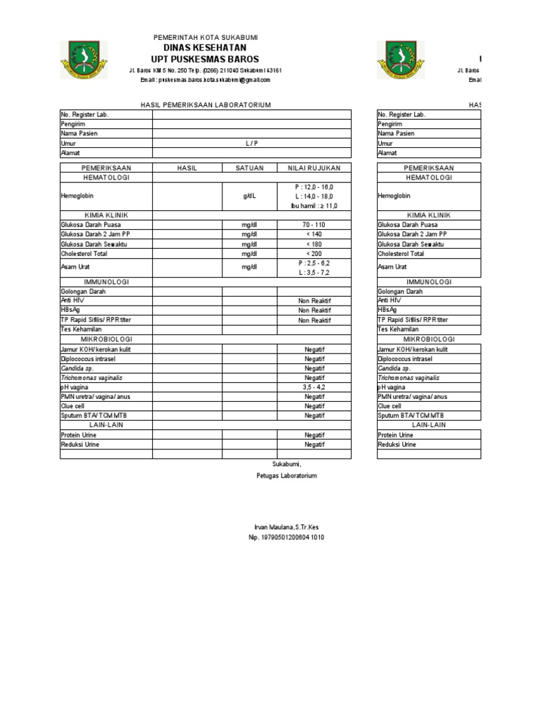 FORM LAB SINGKAT Terbaru | PDF
