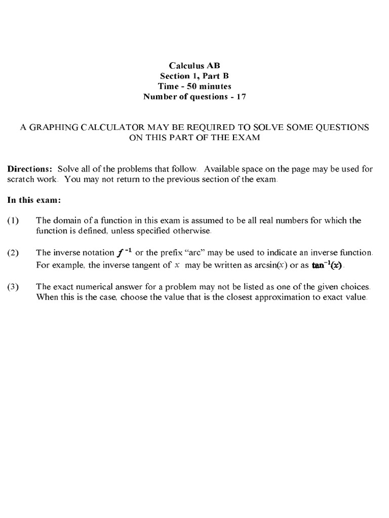 APCalAB - PT01 - Section1 - Part B | PDF | Derivative | Function (Mathematics)