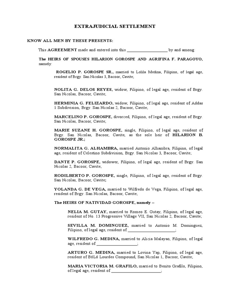 Extrajudicial Settlement Agreement | PDF | Environmental Law | Civil ...