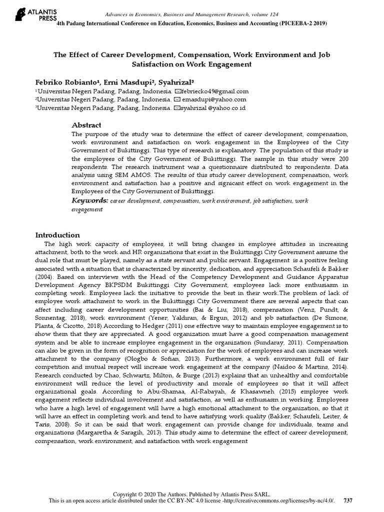 The Effect of Career Development, Compensation, Work Environment and Job Satisfaction On Work ...