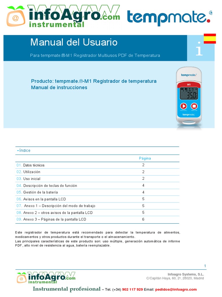 Manual de Usuario-Registrador-Temperatura-Digital-Multiuso-Tempmate-M1 | PDF | Haga doble clic ...