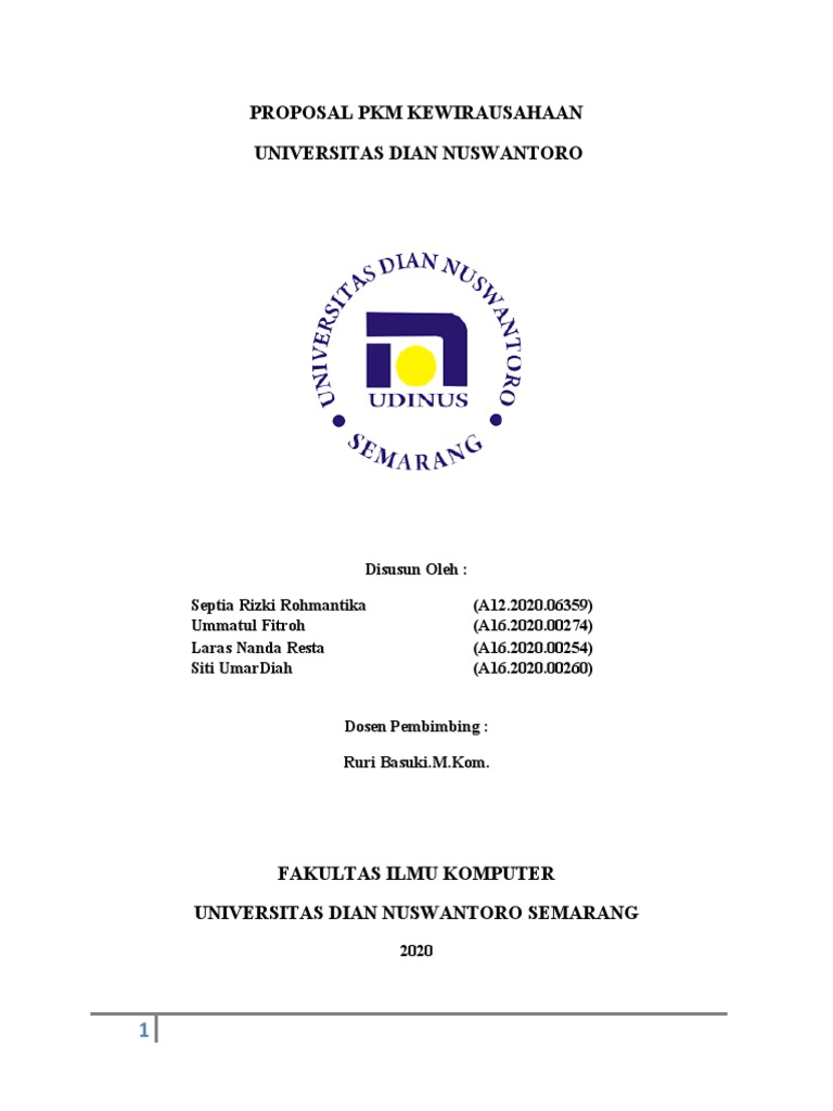 Proposal PKM Kewirausahaan Udinus | PDF