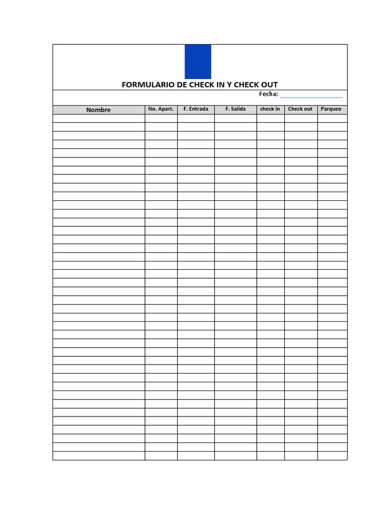 Formulario de Check in y Check Out | PDF