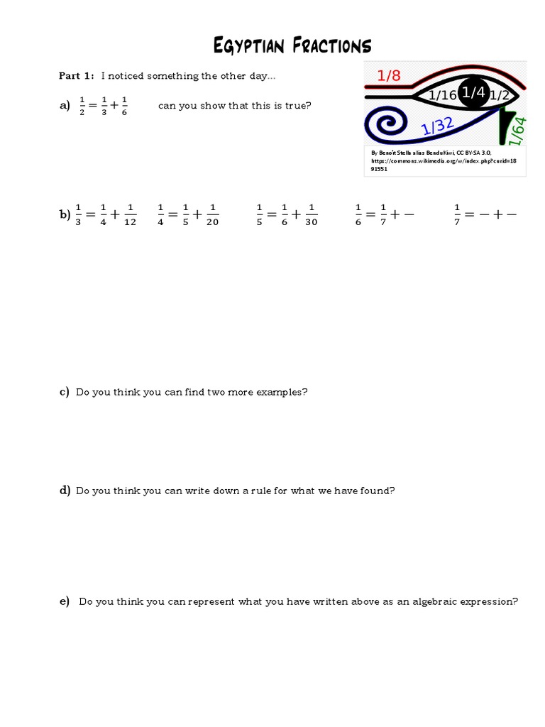 Egyptian Fractions | PDF | Numbers | Notation