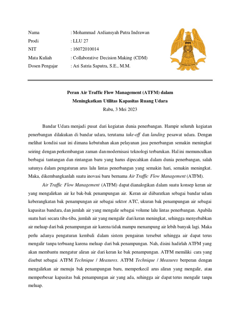 M. ARDIANSYAH - PERAN ATFM DALAM MENINGKATKAN UTILITAS KAPASITAS RUANG ...