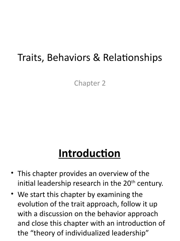 Chapter 2 Traits, Behaviors & Relationships | PDF