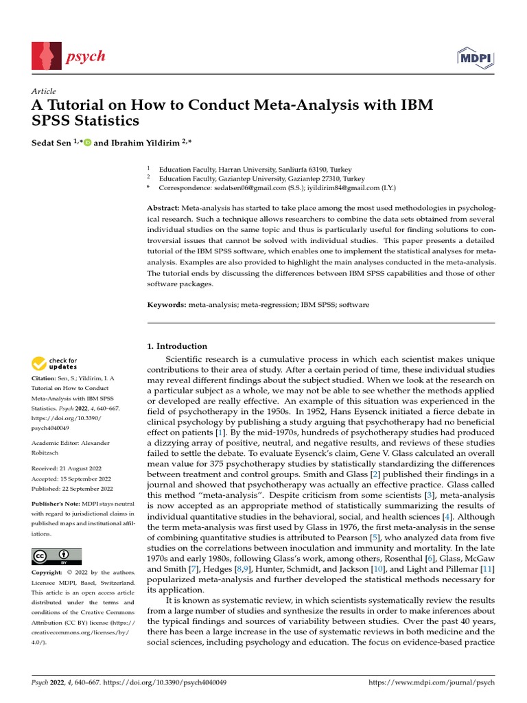 A Tutorial On How To Conduct Meta-Analysis With IB | PDF | Effect Size | Meta Analysis