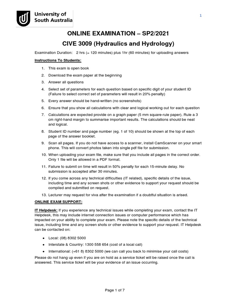 CIVE 3009 - Exam 2021 | PDF | River | Image Scanner