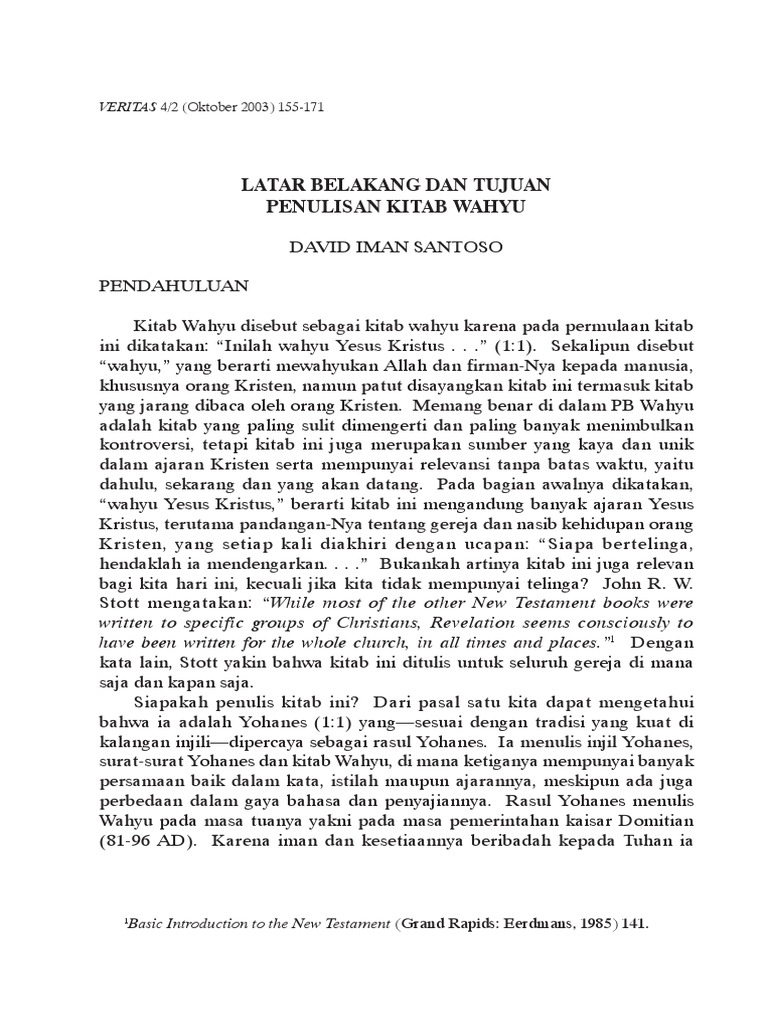 Latar Belakang Dan Tujuan Penulisan Kitab Wahyu | PDF