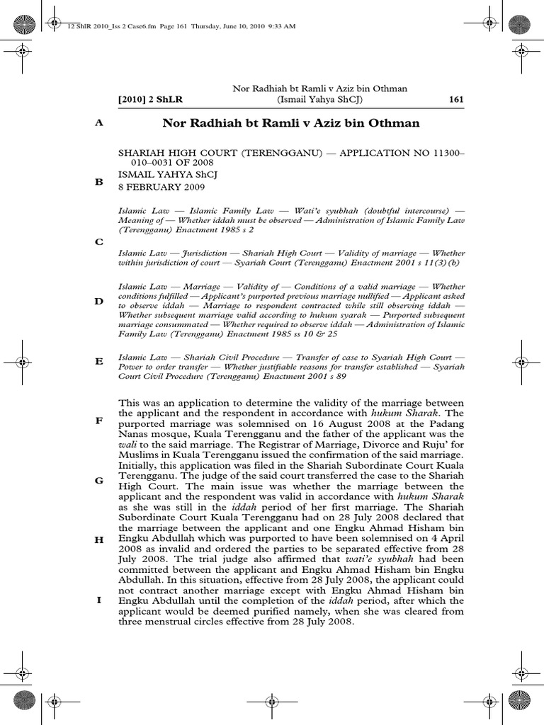 Nor Radhiah BT Ramli V Aziz Bin Othman | PDF | Marriage | Abrahamic Religions