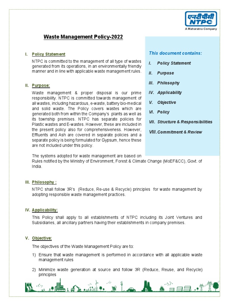 Waste Management Policy 2022 PDF | PDF | Waste | Waste Management