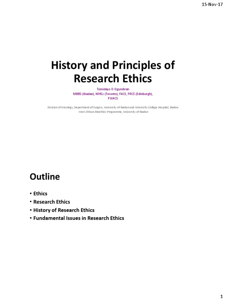History and Principles of Research Ethics | PDF | Institutional Review ...