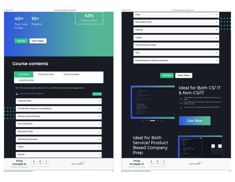 DSA Preparation Syllabus - PrepInsta Prime | PDF | Computer Programming ...