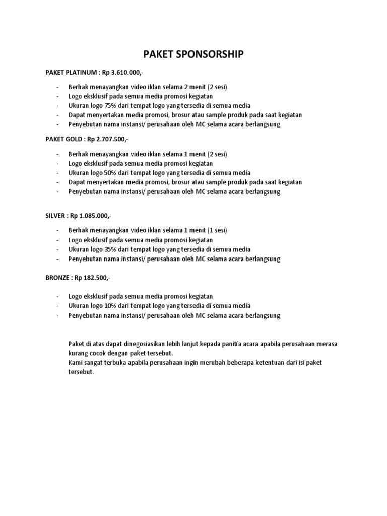 PAKET SPONSORSHIP | PDF