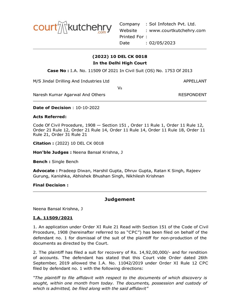 M - S Jindal Drilling and Industries LTD vs. Naresh Kumar Agarwal and ...