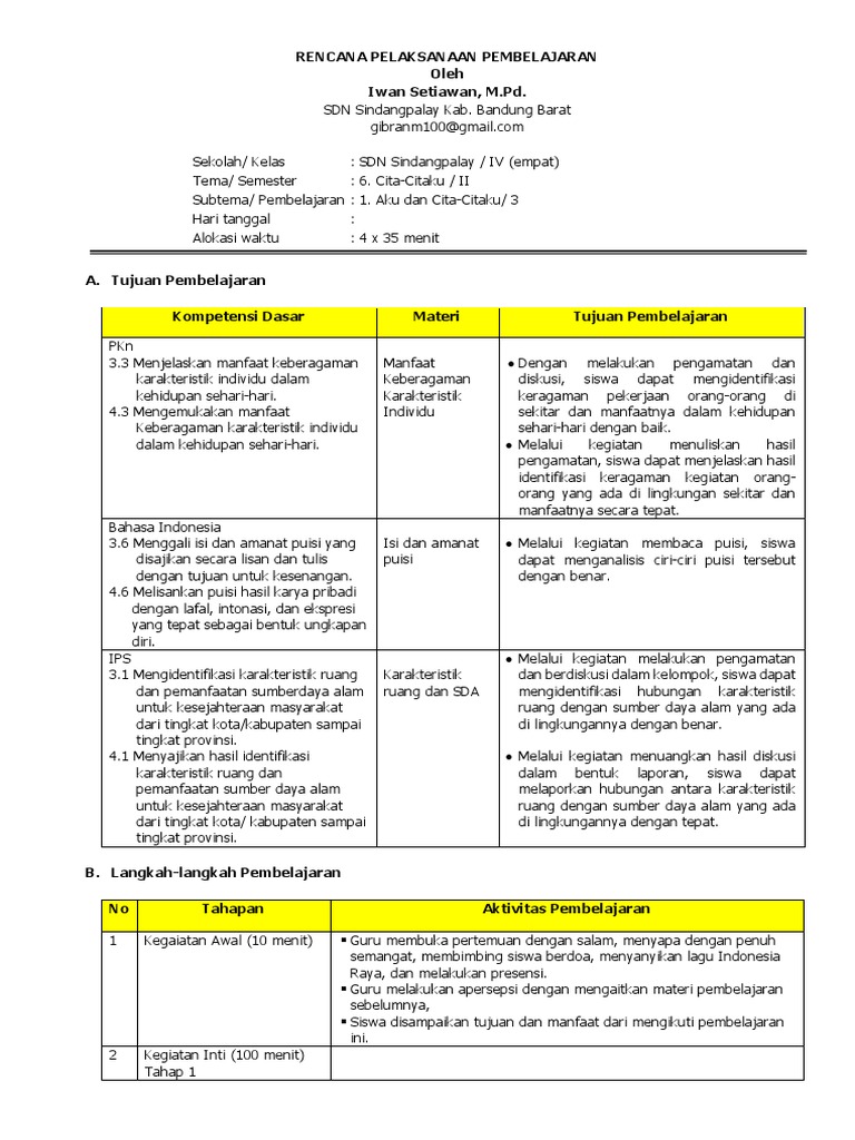 RPP Cita Citaku 8211 Model Problem Based Learning PDF | PDF | Karier & Perkembangan