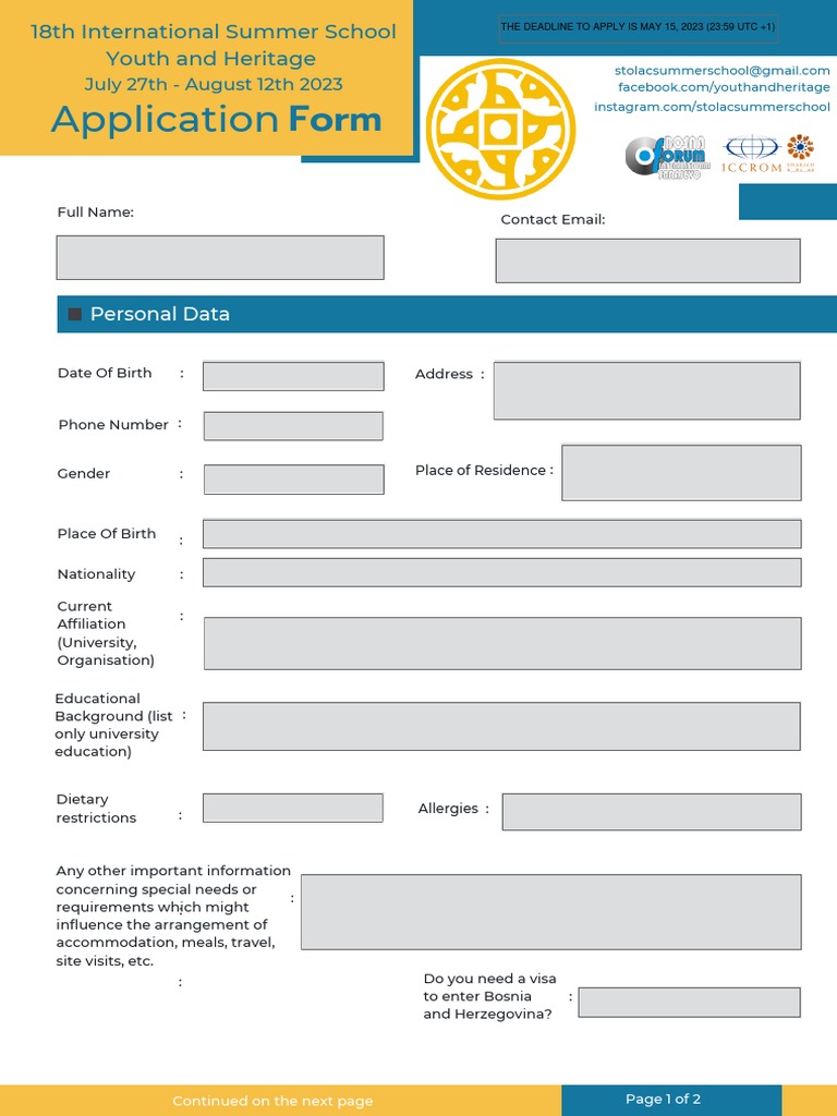 ISSYH18 - Application Form PDF | PDF