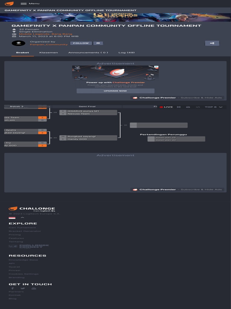 GAMEFINITY X PANPAN COMMUNITY OFFLINE TOURNAMENT - Challonge | PDF