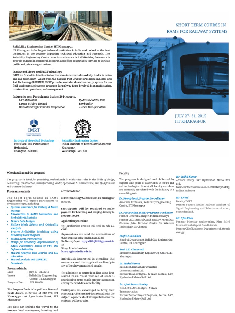Short Term Program in RAMS For Railway Systems | PDF | Reliability Engineering | Rail Transport