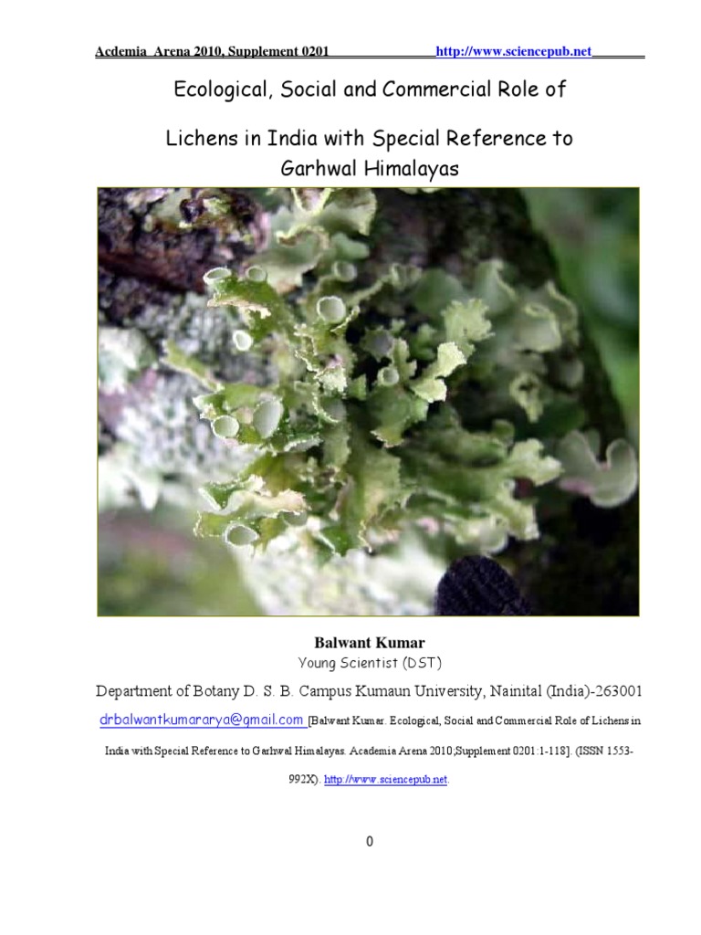 Ecological Importance of Lichen | PDF | Grazing | Biodiversity