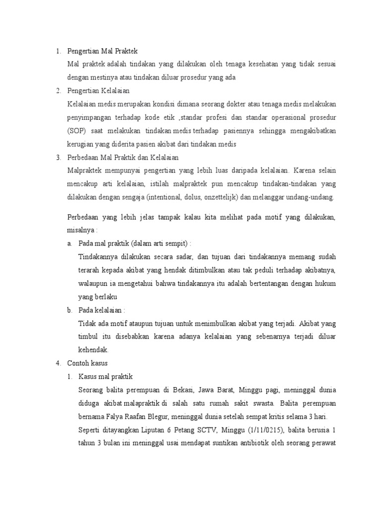 Pengertian Mal Praktek | PDF