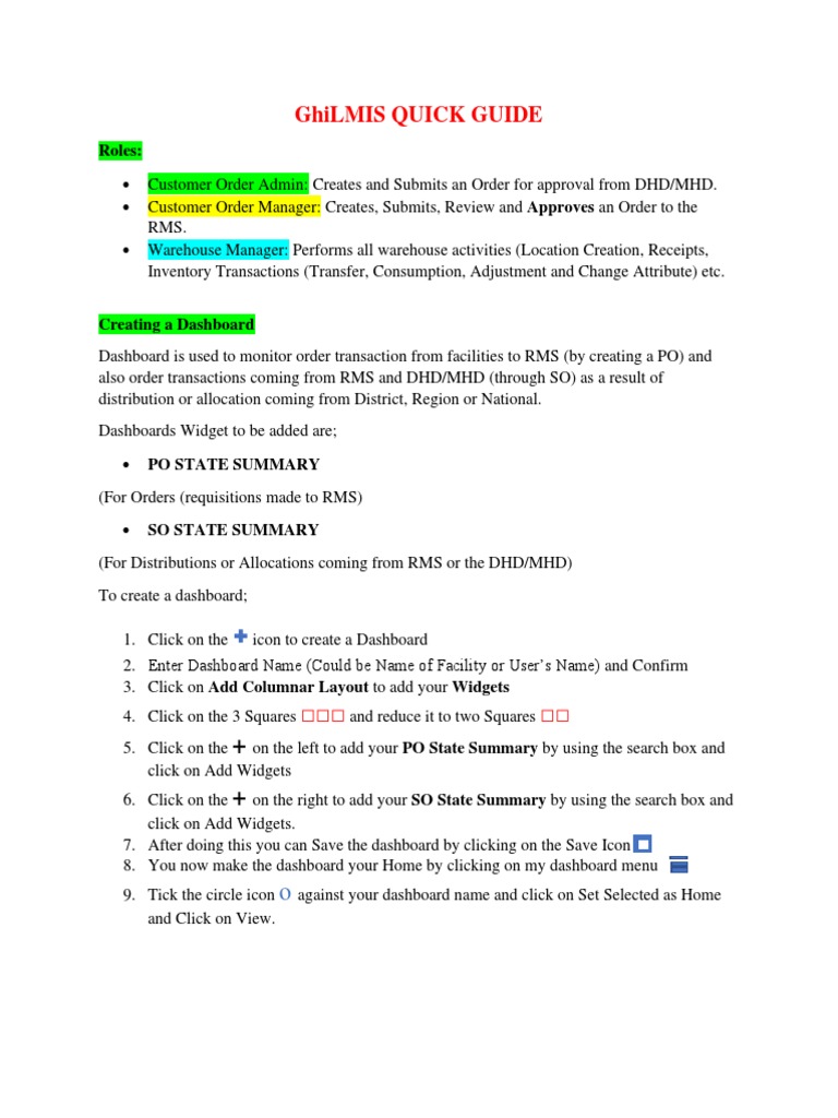 GhiLMIS Quick Guide PDF | PDF | Receipt | Warehouse