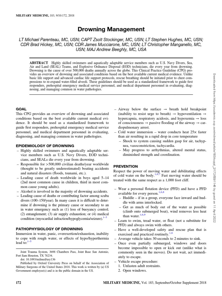 Drowning Management Guidelines | PDF | Cardiopulmonary Resuscitation ...