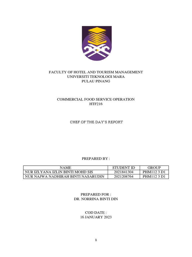 Cod Report | PDF | Chef | Roasting