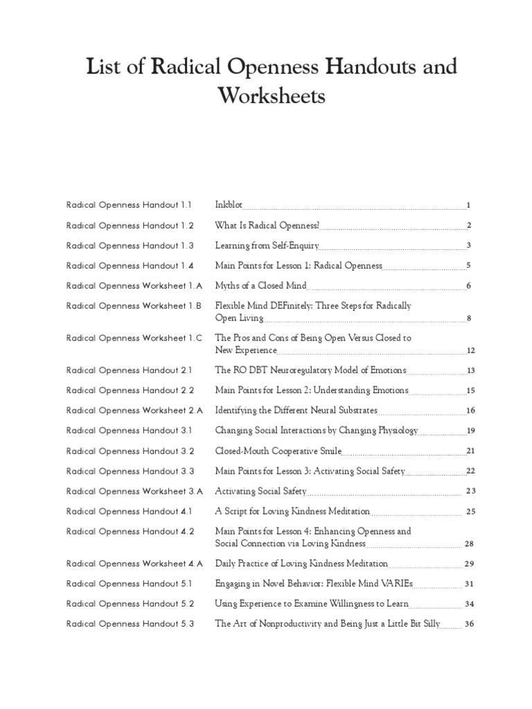 Radically Open Dialectical Therapy Ro DBT 323 | PDF | Emotions ...