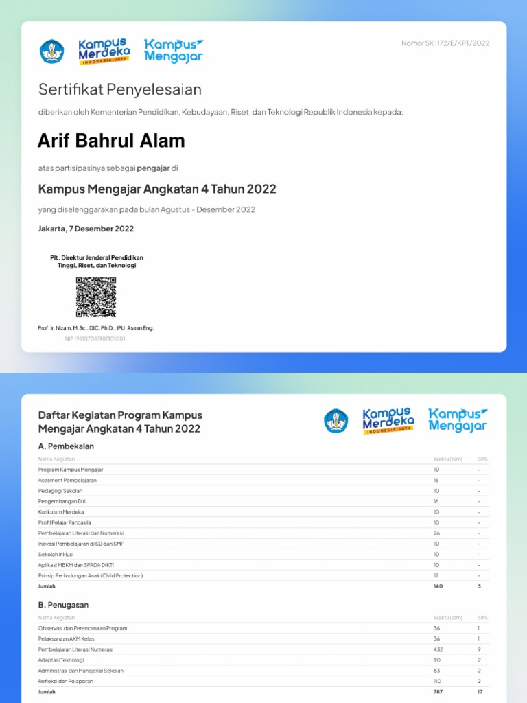 Arif Bahrul Alam-KampusMengajar4 - Certificate | PDF