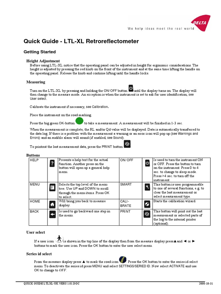 Quick Guide LTL - XL-UK | Download Free PDF | Calibration | Menu ...