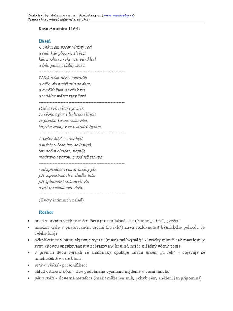 A Sova U Rek Rozbor 14 | PDF