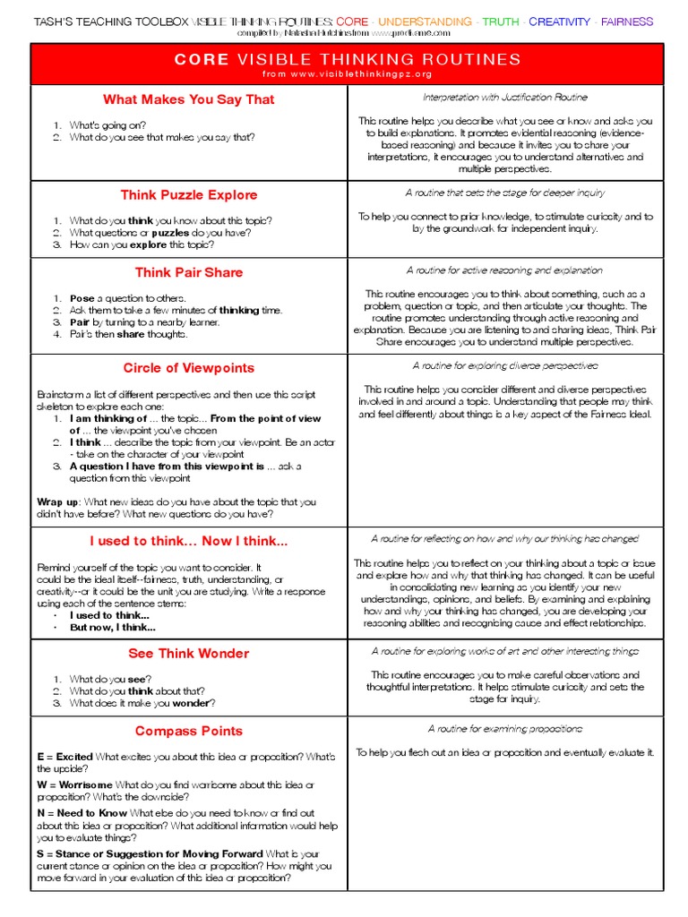 Teaching Toolbox of Visible Thinking | PDF | Thought | Idea