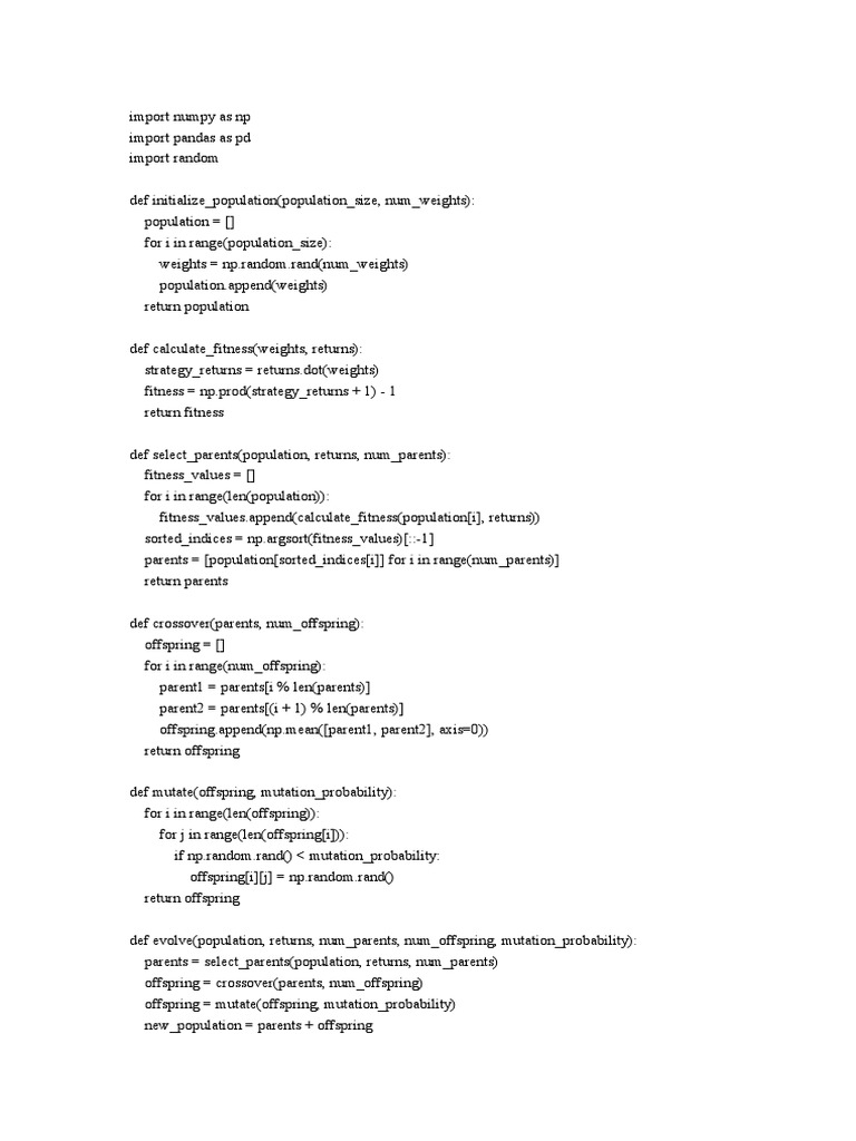 ChatGPT Quant With Genetic Algorithm | PDF | Teaching Methods & Materials | Science & Mathematics