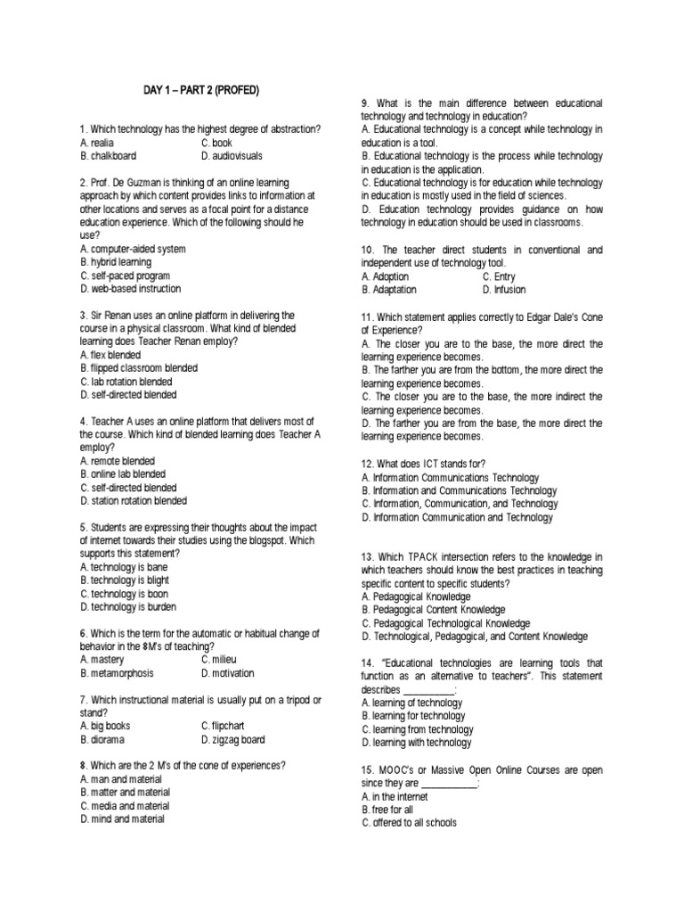 Day 1 - ProfEd | Download Free PDF | Educational Assessment | Educational Technology