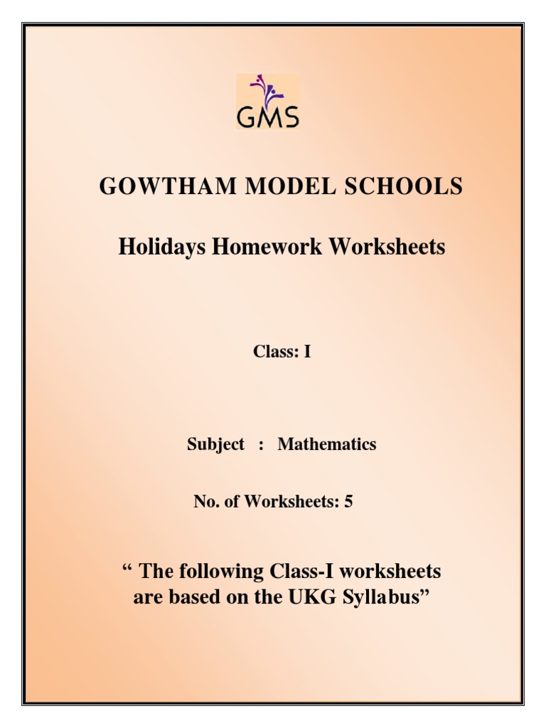 Maths - 1st Class HW Worksheet | PDF | Mathematics | Science