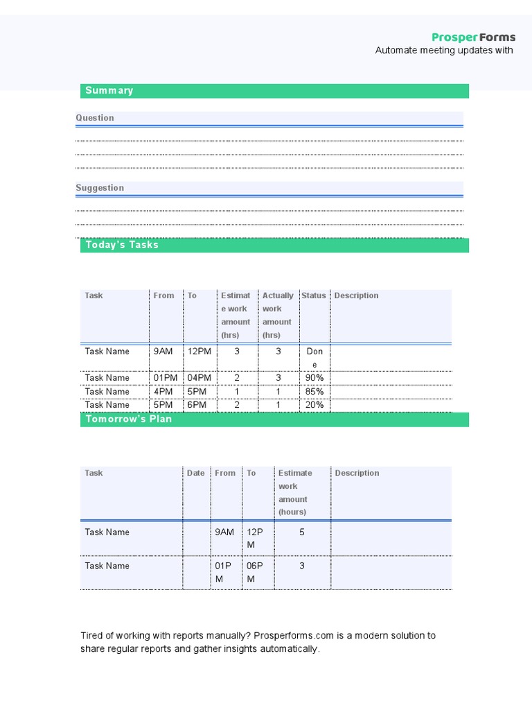 Daily Work Report Template | PDF