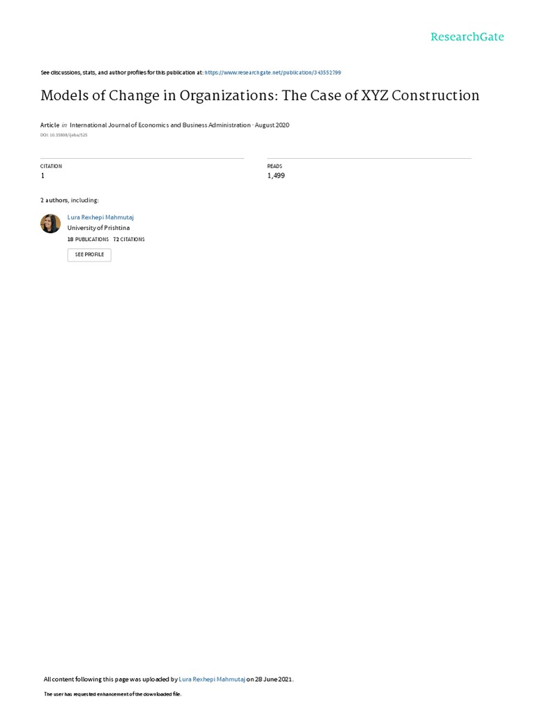 Change Models in XYZ Construction | PDF | Collaboration | Attitude ...