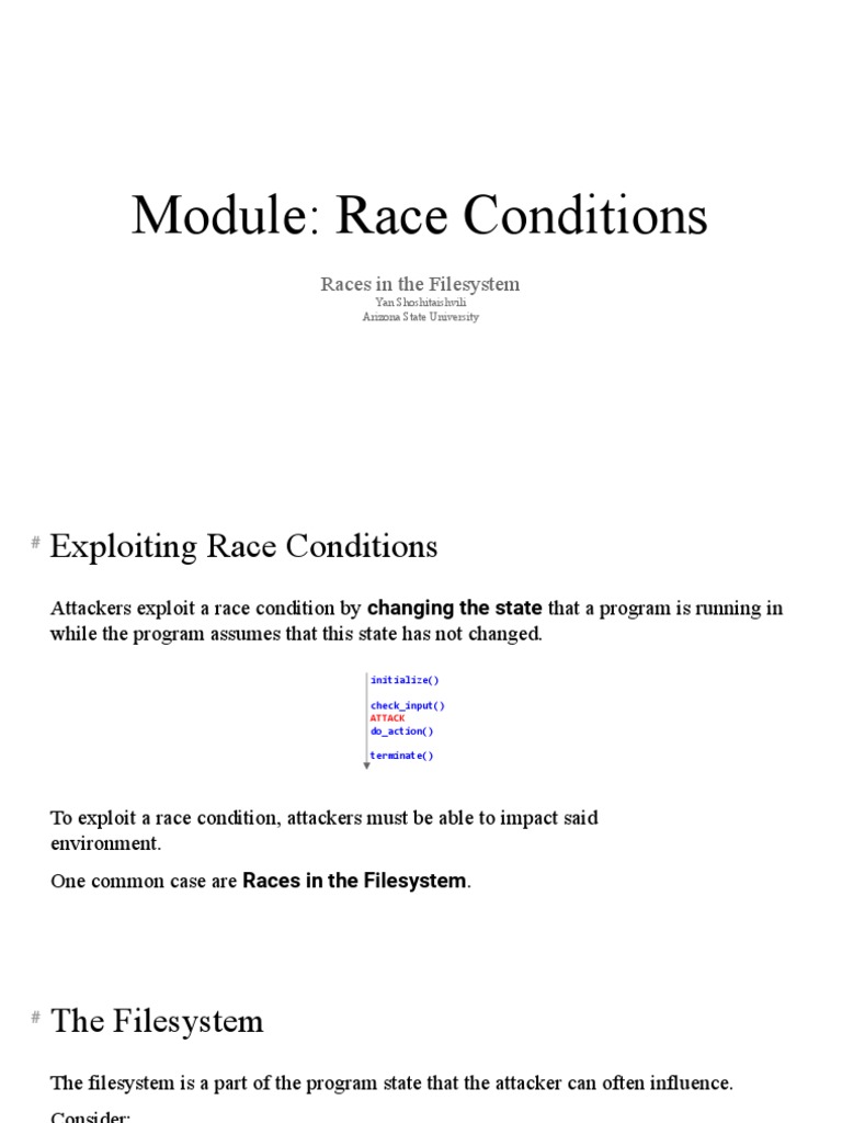 Race Conditions 2 Races In The Filesystem Pdf 