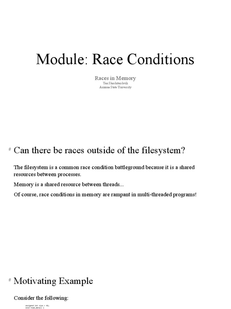 Race Conditions 4 Races In Memory Pdf Thread Computing Software Development 