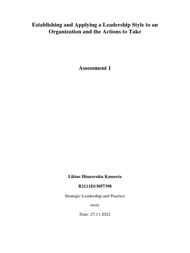 Assessment 1 Strategic Leadership and Practice PDF | PDF | Leadership ...