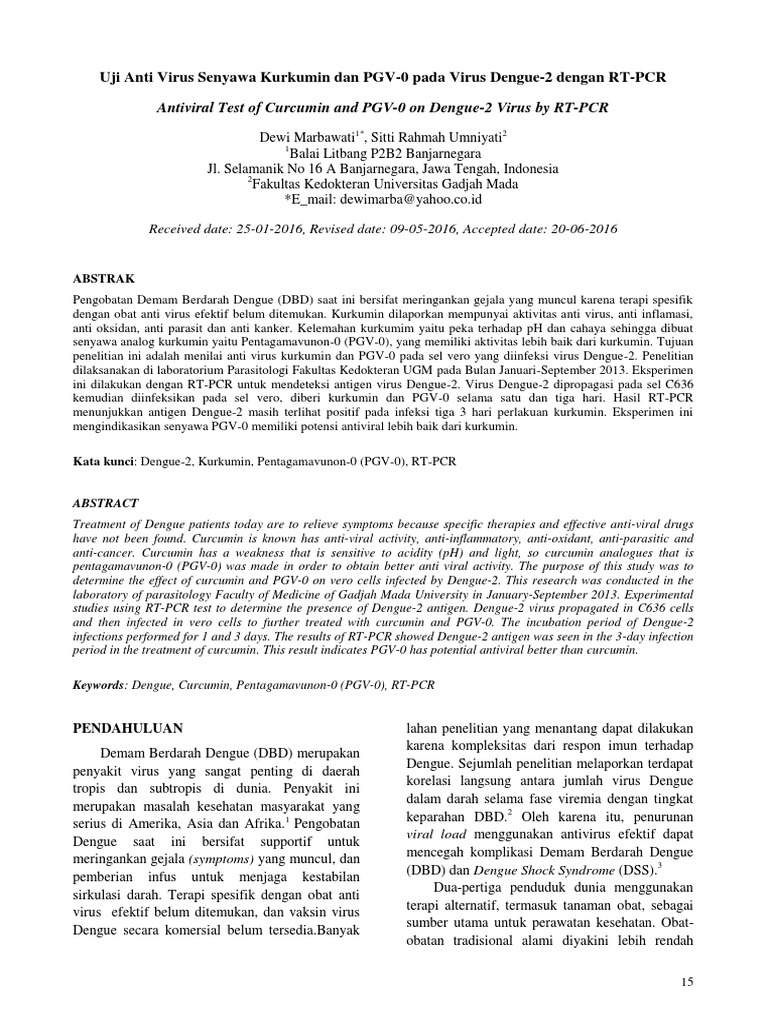 Uji Anti Virus Senyawa Kurkumin Dan PGV | PDF