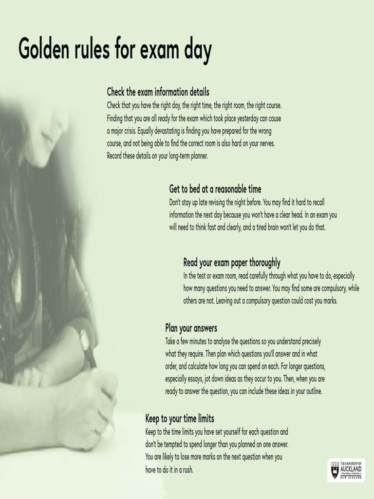 Golden Rules For Exam Day PDF | PDF