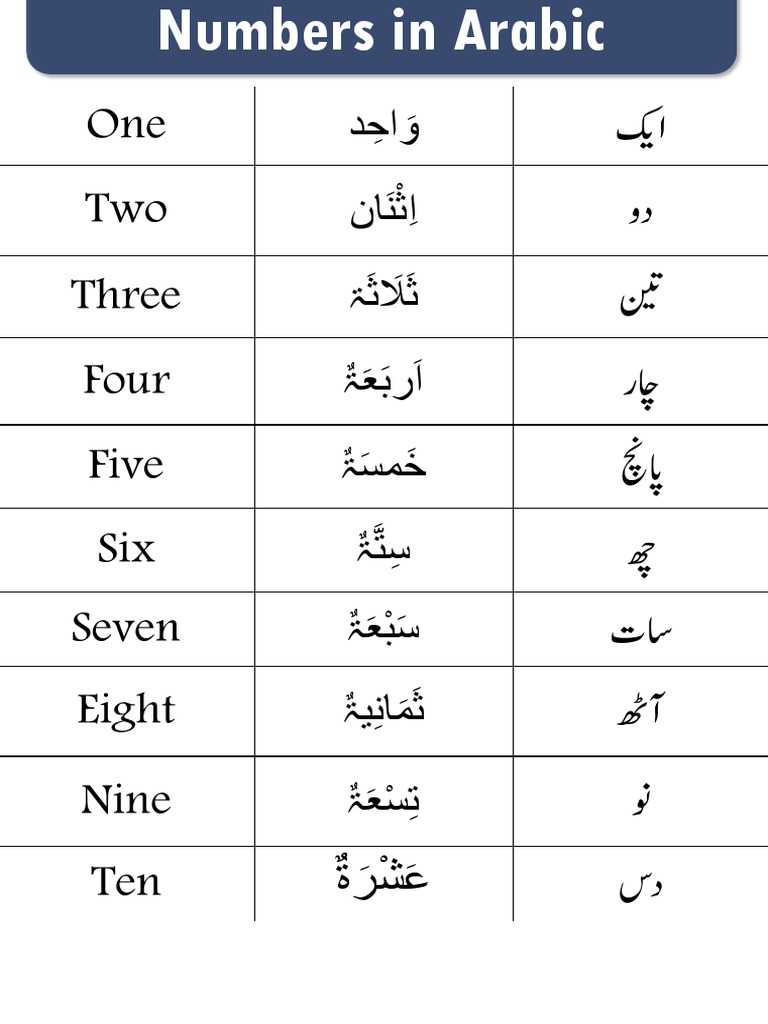Numbers in Arabic 1-1000 PDF | PDF
