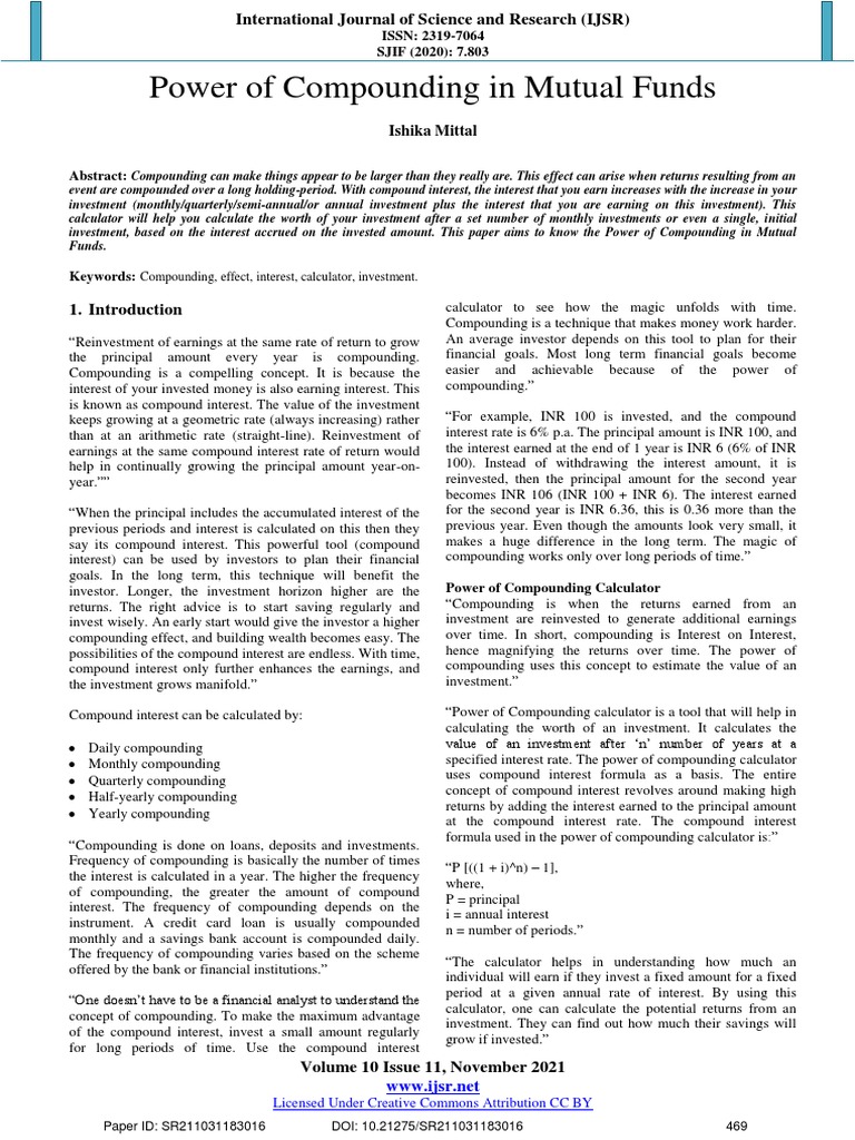 Power of Compounding in Mutual Funds PDF | PDF | Compound Interest ...