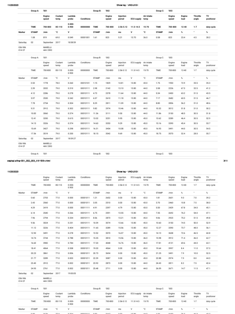 VAG Engine Log Data Analysis | PDF