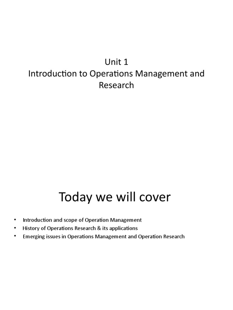 Introduction to Operations Management and Research | PDF | Supply Chain | Operations Management