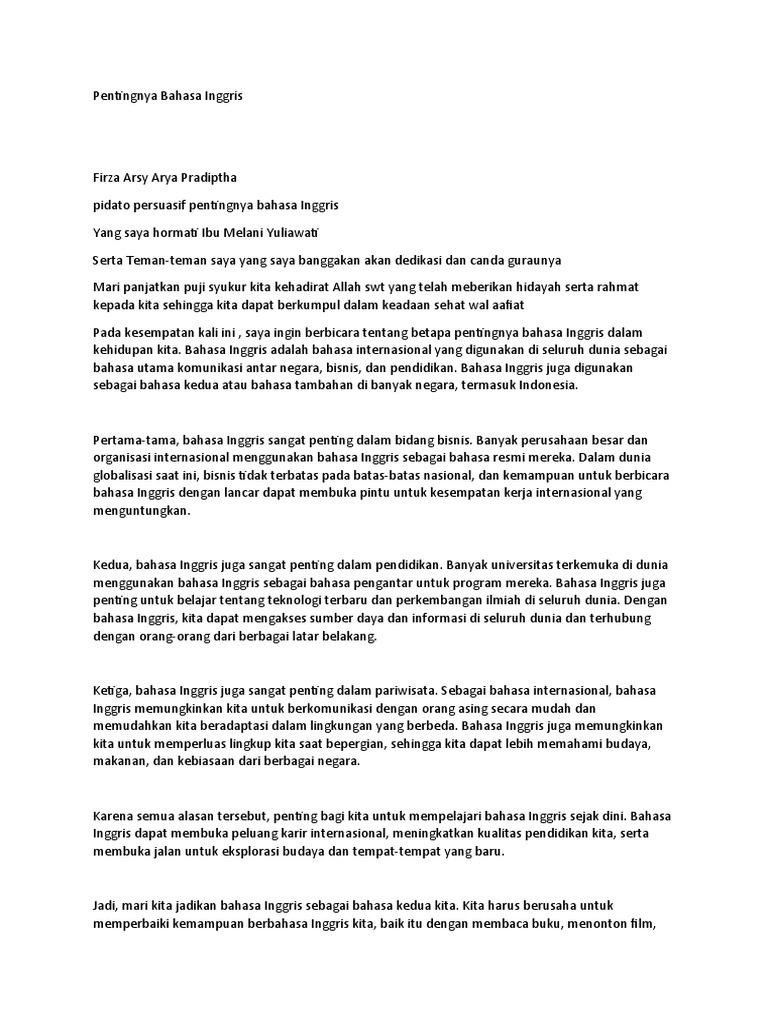Pentingnya Bahasa Inggris | PDF