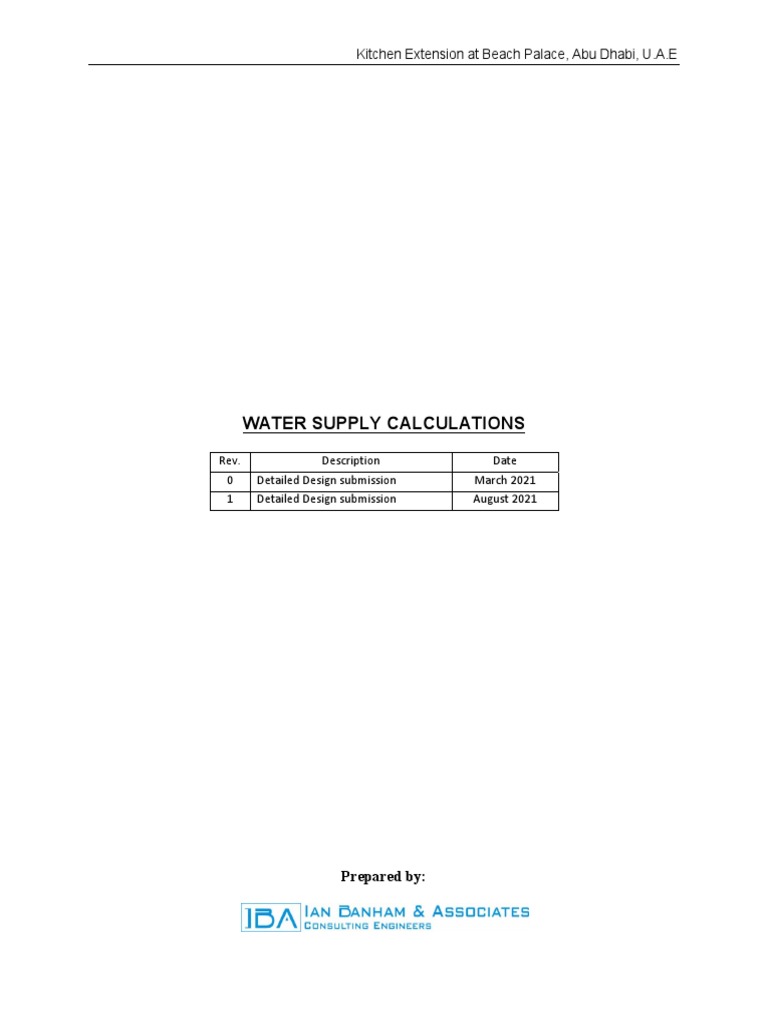 Water Supply Calculations | PDF | Pump | Chemical Engineering